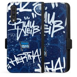 DeinDesign Galaxy A50 Handy Klapph&uuml;lle Handyh&uuml;lle aus Kunst Leder schwarz Flip Case Official Licensed Product Hertha Bsc Graffiti Sideflip mit Lasche