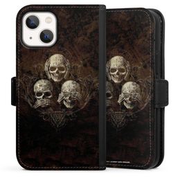 DeinDesign Galaxy A51 Handy Klapph&uuml;lle Handyh&uuml;lle aus Kunst Leder schwarz Flip Case Gothic Art Skulls Sideflip mit Lasche