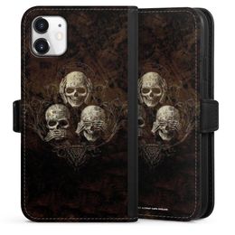 DeinDesign iPhone 11 Handy Klapph&uuml;lle Handyh&uuml;lle aus Kunst Leder schwarz Flip Case Gothic Art Skulls Sideflip mit Lasche