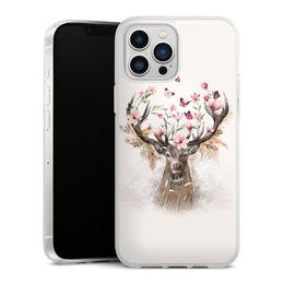 DeinDesign iPhone 13 Pro Max Handy Silikon H&uuml;lle Case transparent Handyh&uuml;lle Deer Flowers Animals Silikon Case