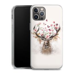 DeinDesign iPhone 12 Pro Max Handy Silikon H&uuml;lle Case transparent Handyh&uuml;lle Deer Flowers Animals Silikon Case