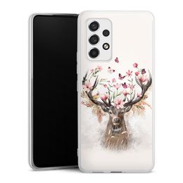 DeinDesign Galaxy A53 5G Handy Silikon H&uuml;lle Case transparent Handyh&uuml;lle Flowers Deer Animals Silikon Case