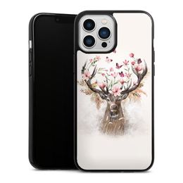 DeinDesign iPhone 13 Pro Max Handy Silikon H&uuml;lle Case schwarz Handyh&uuml;lle Deer Flowers Animals