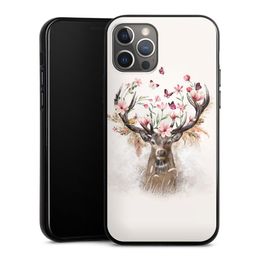 DeinDesign iPhone 12 Pro Handy Silikon H&uuml;lle Case schwarz Handyh&uuml;lle Deer Flowers Animals