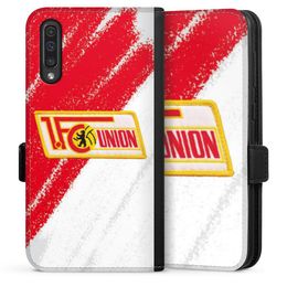 DeinDesign Galaxy A50 Handy Klapph&uuml;lle Handyh&uuml;lle aus Kunst Leder schwarz Flip Case 1. Fc Union Berlin Logo Official Licensed Product Sideflip mit Lasche