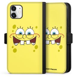 DeinDesign iPhone 11 Handy Klapph&uuml;lle Handyh&uuml;lle aus Kunst Leder schwarz Flip Case Official Licensed Product Spongebob Kindheit Sideflip mit Lasche