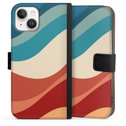 DeinDesign iPhone 14 Handy Klapph&uuml;lle Handyh&uuml;lle aus Kunst Leder schwarz Flip Case Ombre Wave Colour Sideflip mit Lasche