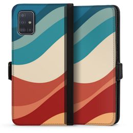 DeinDesign Galaxy A51 Handy Klapph&uuml;lle Handyh&uuml;lle aus Kunst Leder schwarz Flip Case Ombre Wave Colour Sideflip mit Lasche