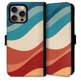 DeinDesign iPhone 16 Pro Handy Klapph&uuml;lle Handyh&uuml;lle aus Kunst Leder schwarz Flip Case Ombre Wave Colour Sideflip mit Lasche