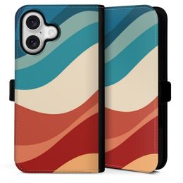 DeinDesign iPhone 16 Handy Klapph&uuml;lle Handyh&uuml;lle aus Kunst Leder schwarz Flip Case Ombre Wave Colour Sideflip mit Lasche