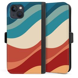 DeinDesign iPhone 13 Handy Klapph&uuml;lle Handyh&uuml;lle aus Kunst Leder schwarz Flip Case Ombre Wave Colour Sideflip mit Lasche