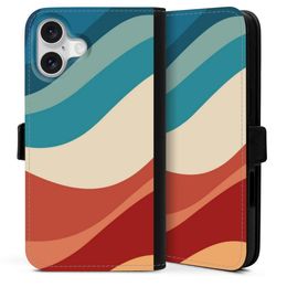 DeinDesign iPhone 16 Plus Handy Klapph&uuml;lle Handyh&uuml;lle aus Kunst Leder schwarz Flip Case Ombre Wave Colour Sideflip mit Lasche