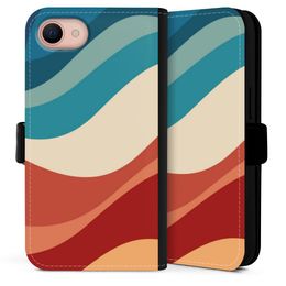 DeinDesign iPhone 16e Handy Klapph&uuml;lle Handyh&uuml;lle aus Kunst Leder schwarz Flip Case Ombre Wave Colour Sideflip mit Lasche