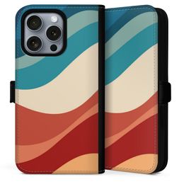 DeinDesign iPhone 16 Pro Max Handy Klapph&uuml;lle Handyh&uuml;lle aus Kunst Leder schwarz Flip Case Ombre Wave Colour Sideflip mit Lasche