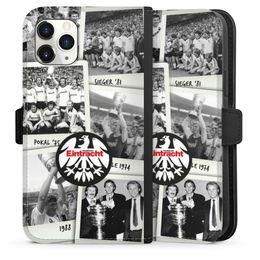 DeinDesign iPhone 11 Pro Handy Klapph&uuml;lle Handyh&uuml;lle aus Kunst Leder schwarz Flip Case Retro Official Licensed Product Eintracht Frankfurt Sideflip mit Lasche