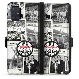 DeinDesign Galaxy A51 Handy Klapph&uuml;lle Handyh&uuml;lle aus Kunst Leder schwarz Flip Case Retro Official Licensed Product Eintracht Frankfurt Sideflip mit Lasche