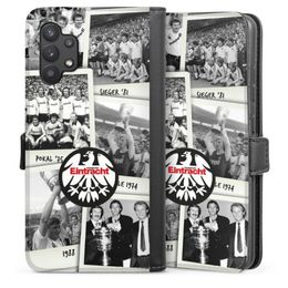 DeinDesign Galaxy A32 4G Handy Klapph&uuml;lle Handyh&uuml;lle aus Kunst Leder schwarz Flip Case Retro Official Licensed Product Eintracht Frankfurt Sideflip mit Lasche