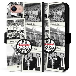 DeinDesign iPhone 16e Handy Klapph&uuml;lle Handyh&uuml;lle aus Kunst Leder schwarz Flip Case Retro Official Licensed Product Eintracht Frankfurt Sideflip mit Lasche