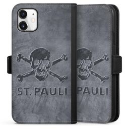 DeinDesign iPhone 11 Handy Klapph&uuml;lle Handyh&uuml;lle aus Kunst Leder schwarz Flip Case Logo Fc St. Pauli Concrete Sideflip mit Lasche