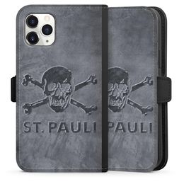 DeinDesign iPhone 11 Pro Handy Klapph&uuml;lle Handyh&uuml;lle aus Kunst Leder schwarz Flip Case Logo Fc St. Pauli Concrete Sideflip mit Lasche
