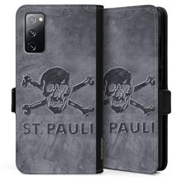 DeinDesign Galaxy S20 Handy Klapph&uuml;lle Handyh&uuml;lle aus Kunst Leder schwarz Flip Case Concrete Logo Fc St. Pauli Sideflip mit Lasche