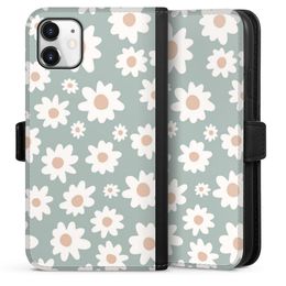 DeinDesign iPhone 11 Handy Klapph&uuml;lle Handyh&uuml;lle aus Kunst Leder schwarz Flip Case Daisy Muster Flowers Sideflip mit Lasche