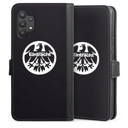 DeinDesign Galaxy A32 4G Handy Klapph&uuml;lle Handyh&uuml;lle aus Kunst Leder schwarz Flip Case Logo Eintracht Frankfurt Eagle Sideflip mit Lasche