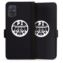 DeinDesign Galaxy A51 Handy Klapph&uuml;lle Handyh&uuml;lle aus Kunst Leder schwarz Flip Case Logo Eintracht Frankfurt Eagle Sideflip mit Lasche