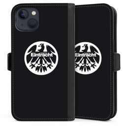 DeinDesign iPhone 13 Handy Klapph&uuml;lle Handyh&uuml;lle aus Kunst Leder schwarz Flip Case Logo Eintracht Frankfurt Eagle Sideflip mit Lasche