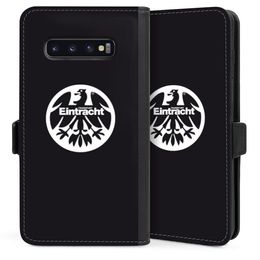 DeinDesign Galaxy S10 Plus Handy Klapph&uuml;lle Handyh&uuml;lle aus Kunst Leder schwarz Flip Case Logo Eintracht Frankfurt Eagle Sideflip mit Lasche