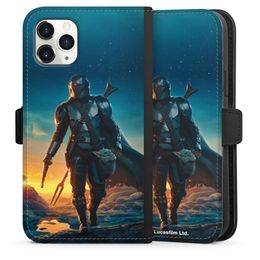 DeinDesign iPhone 11 Pro Handy Klapph&uuml;lle Handyh&uuml;lle aus Kunst Leder schwarz Flip Case Star Wars The Mandalorian Sunset Sideflip mit Lasche