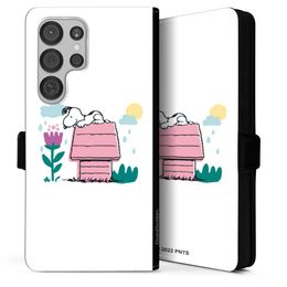 DeinDesign Galaxy S25 Ultra Handy Klapph&uuml;lle Handyh&uuml;lle aus Kunst Leder schwarz Flip Case Snoopy Dog Official Licensed Product Sideflip mit Lasche