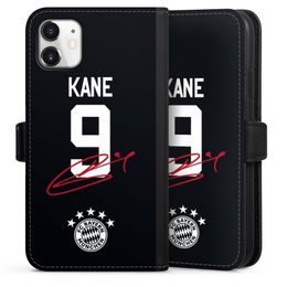 DeinDesign iPhone 11 Handy Klapph&uuml;lle Handyh&uuml;lle aus Kunst Leder schwarz Flip Case Fc Bayern M&uuml;nchen Harry Kane Jersey Sideflip mit Lasche
