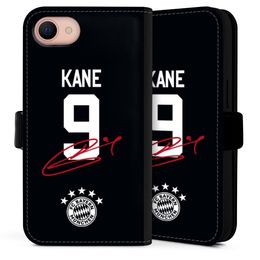 DeinDesign iPhone 16e Handy Klapph&uuml;lle Handyh&uuml;lle aus Kunst Leder schwarz Flip Case Fc Bayern M&uuml;nchen Harry Kane Jersey Sideflip mit Lasche