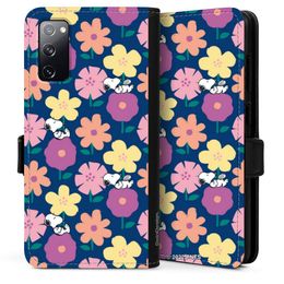 DeinDesign Galaxy S20 Handy Klapph&uuml;lle Handyh&uuml;lle aus Kunst Leder schwarz Flip Case Flowers Muster Snoopy Sideflip mit Lasche