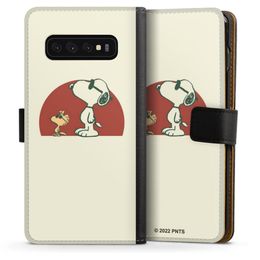 DeinDesign Galaxy S10 Handy Klapph&uuml;lle Handyh&uuml;lle aus Kunst Leder schwarz Flip Case Snoopy Official Licensed Product Kindheit Sideflip mit Lasche