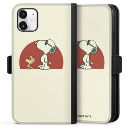 DeinDesign iPhone 11 Handy Klapph&uuml;lle Handyh&uuml;lle aus Kunst Leder schwarz Flip Case Snoopy Official Licensed Product Kindheit Sideflip mit Lasche