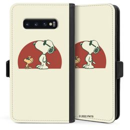 DeinDesign Galaxy S10 Plus Handy Klapph&uuml;lle Handyh&uuml;lle aus Kunst Leder schwarz Flip Case Snoopy Official Licensed Product Kindheit Sideflip mit Lasche