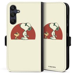 DeinDesign Galaxy A25 5G Handy Klapph&uuml;lle Handyh&uuml;lle aus Kunst Leder schwarz Flip Case Snoopy Official Licensed Product Kindheit Sideflip mit Lasche
