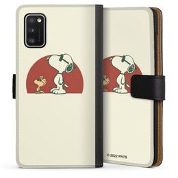 DeinDesign Galaxy A41 Handy Klapph&uuml;lle Handyh&uuml;lle aus Kunst Leder schwarz Flip Case Kindheit Snoopy Official Licensed Product Sideflip mit Lasche