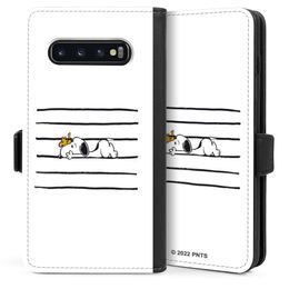 DeinDesign Galaxy S10 Handy Klapph&uuml;lle Handyh&uuml;lle aus Kunst Leder schwarz Flip Case Snoopy Dog Peanuts Sideflip mit Lasche