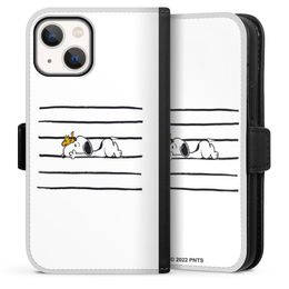 DeinDesign Galaxy A51 Handy Klapph&uuml;lle Handyh&uuml;lle aus Kunst Leder schwarz Flip Case Snoopy Dog Peanuts Sideflip mit Lasche