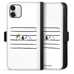 DeinDesign iPhone 11 Handy Klapph&uuml;lle Handyh&uuml;lle aus Kunst Leder schwarz Flip Case Snoopy Dog Peanuts Sideflip mit Lasche