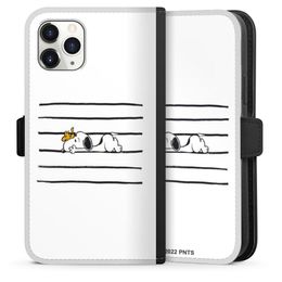 DeinDesign iPhone 11 Pro Handy Klapph&uuml;lle Handyh&uuml;lle aus Kunst Leder schwarz Flip Case Snoopy Dog Peanuts Sideflip mit Lasche