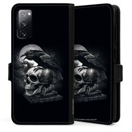 DeinDesign Galaxy S20 Handy Klapph&uuml;lle Handyh&uuml;lle aus Kunst Leder schwarz Flip Case Raven Skulls Skull Sideflip mit Lasche