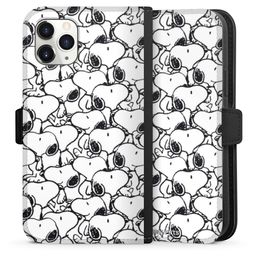 DeinDesign iPhone 11 Pro Handy Klapph&uuml;lle Handyh&uuml;lle aus Kunst Leder schwarz Flip Case Peanuts Snoopy Muster Sideflip mit Lasche