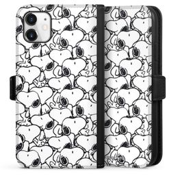 DeinDesign iPhone 11 Handy Klapph&uuml;lle Handyh&uuml;lle aus Kunst Leder schwarz Flip Case Peanuts Snoopy Muster Sideflip mit Lasche
