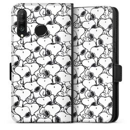 DeinDesign Huawei P30 Lite Handy Klapph&uuml;lle Handyh&uuml;lle aus Kunst Leder schwarz Flip Case Peanuts Snoopy Muster Sideflip mit Lasche