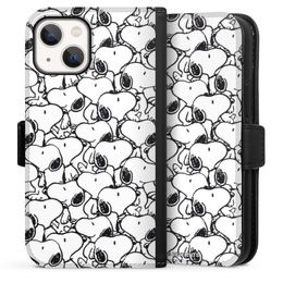 DeinDesign Galaxy A51 Handy Klapph&uuml;lle Handyh&uuml;lle aus Kunst Leder schwarz Flip Case Peanuts Snoopy Muster Sideflip mit Lasche