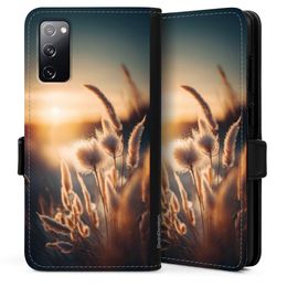 DeinDesign Galaxy S20 Handy Klapph&uuml;lle Handyh&uuml;lle aus Kunst Leder schwarz Flip Case Nature Pampasgras Sun Sideflip mit Lasche